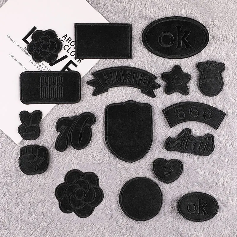 Embroidery-Patch-Stickers-Clothes-Patch-Self-Adhesive-Stickers-Black ...