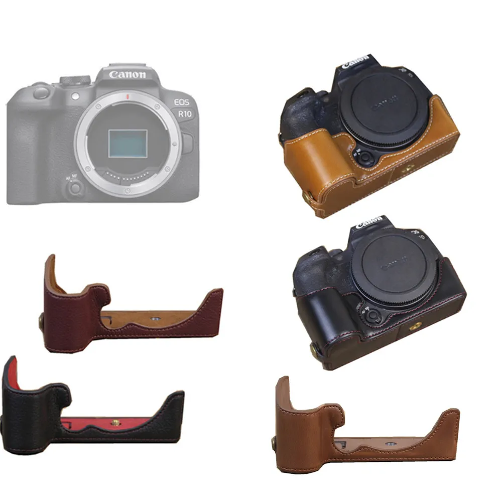 R10-PU-Real-Genuine-Leather-Camera-Half-Base-Body-Case-Cover-Protector ...