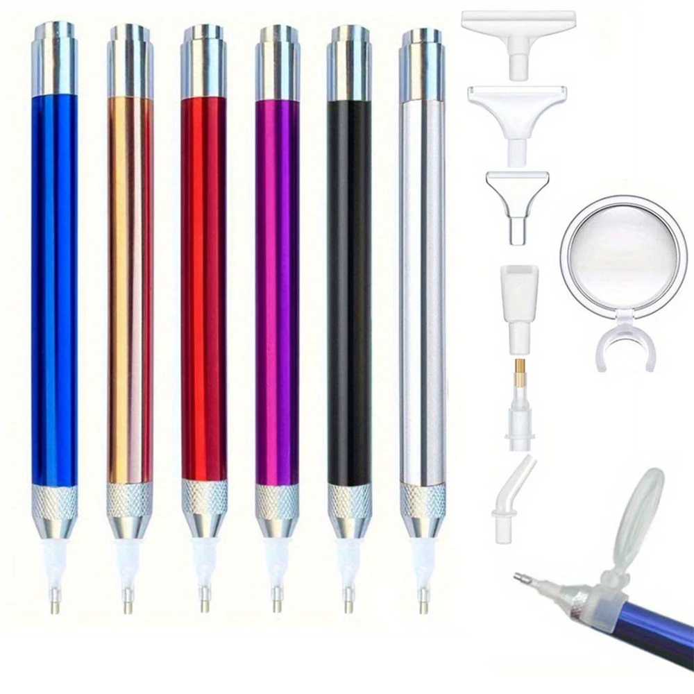 8PCS-Led-Lighted-Diamond-Painting-Pen-With-Magnifying-Glass-Magnifier ...