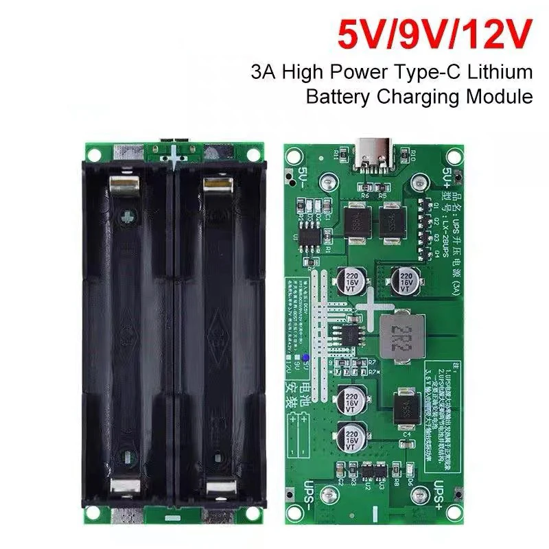 3A high-power 18650 lithium battery boost module 5V912V charging and ...