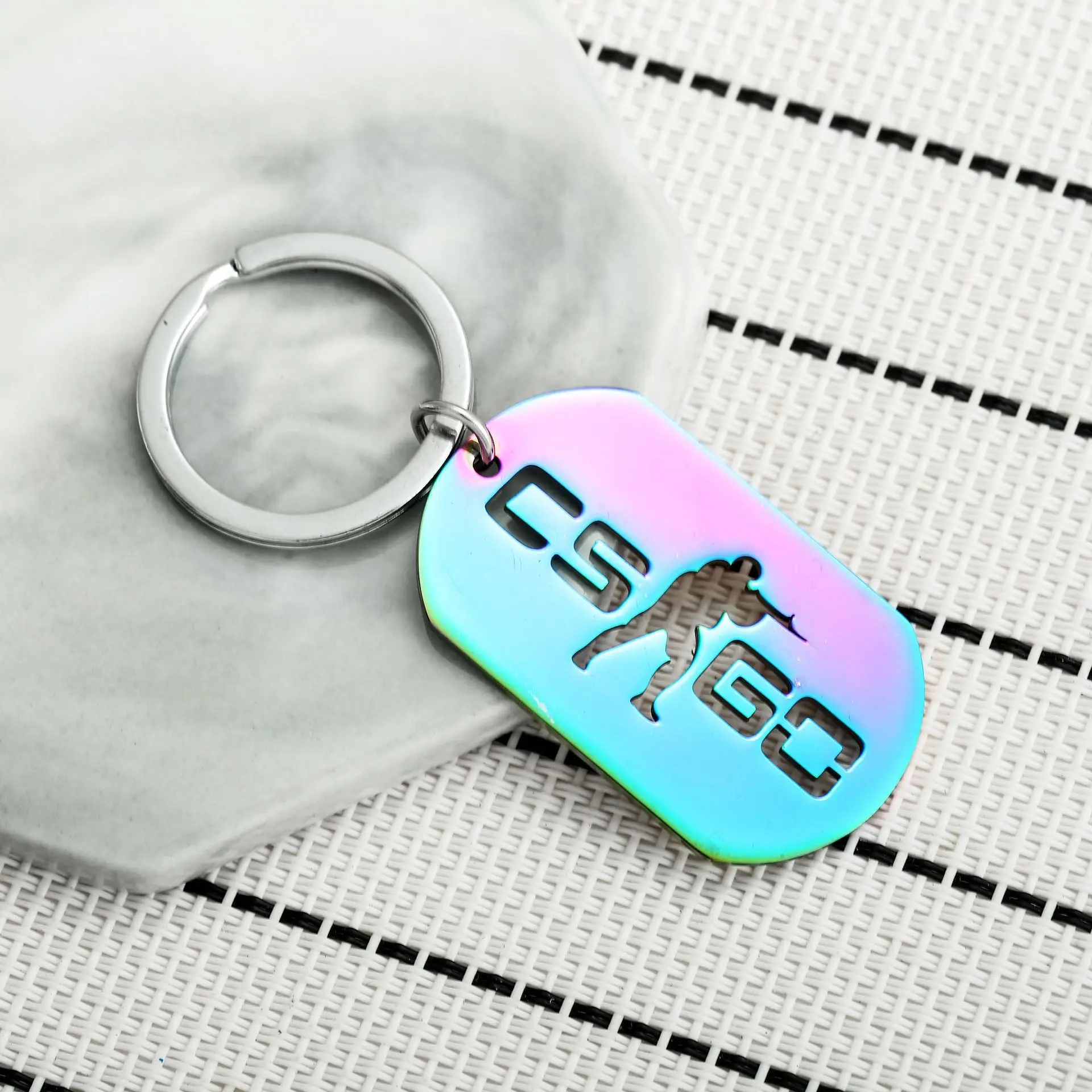 Cute Steel Keychain CS GO Key Ring Rainbow Color Sweet Key Chains For ...