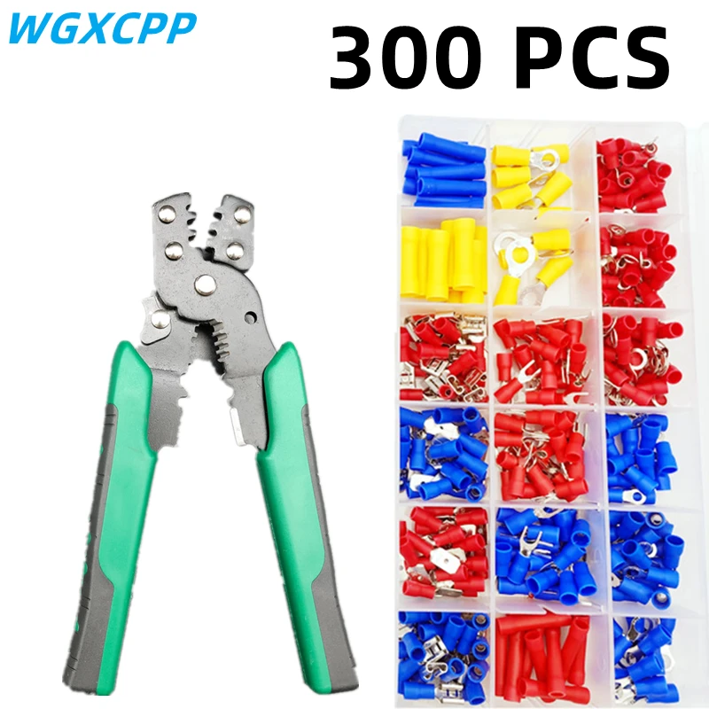100/280/300 PCS+Pliers,Butt Crimping Terminal,Spade Ring Fork Type ...