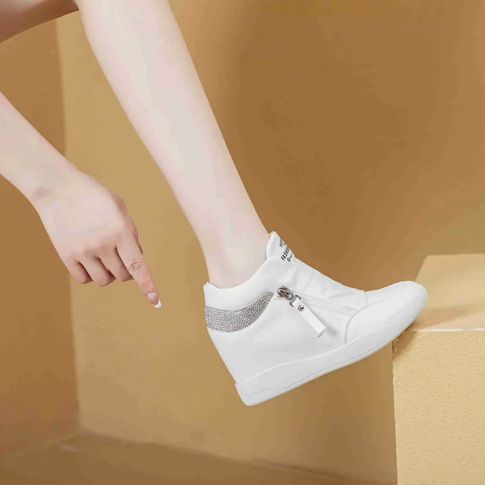 Women-White-Platform-Bling-Dimond-Wedge-Shoes-High-Top-Women-Sneakers ...