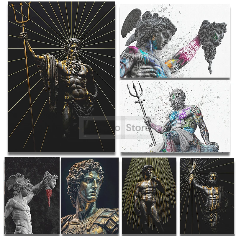 Ancient Greek Mythology Roman Statue Poster Classical History Sculpture ...