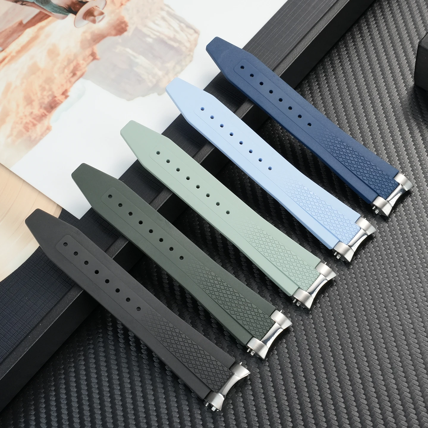 High Quality Fluorous Rubber Watchband 21mm for Longines hydroconquest ...
