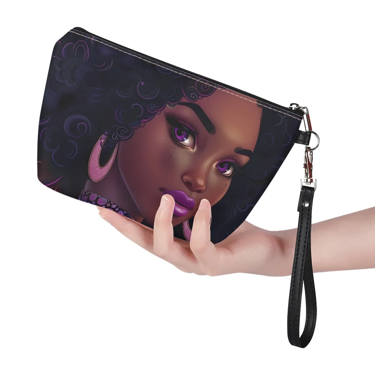 Cosmetic-Bag-Women-Print-on-Demand-African-Girls-Print-Leather-Travel ...