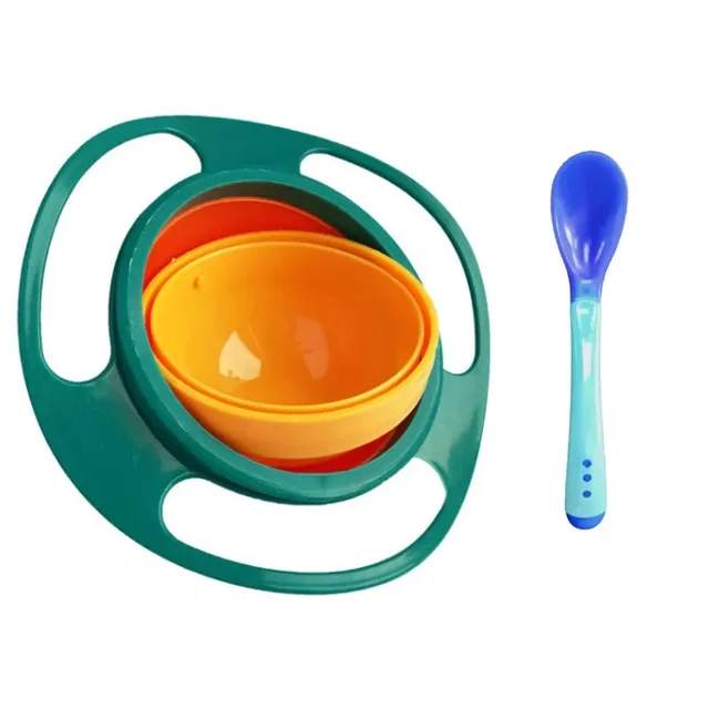 360 Degree Rotation Gyro Bowl Spill Resistant Baby Feeding Dishes for ...