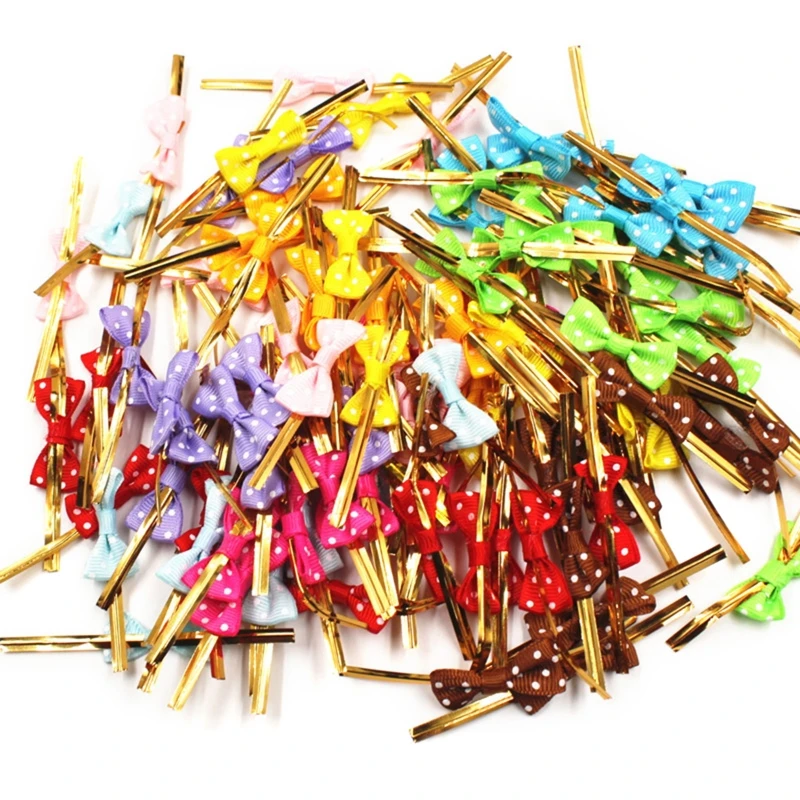 100pcs-Bow-Tie-Wrapping-Golden-Wire-Bowknot-Binding-Lollipop-Candy ...