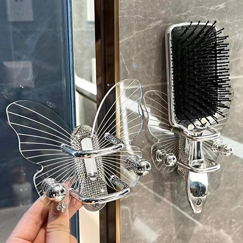 Butterfly Comb Storage Rack Bathroom Wall Hanging Woode Comb Headstring ...
