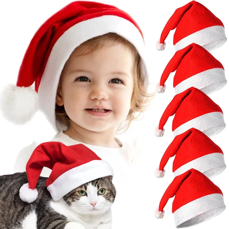 1-6Pcs-Christmas-Hats-for-Adult-Kids-Unisex-Thicken-Warm-Santa-Claus ...
