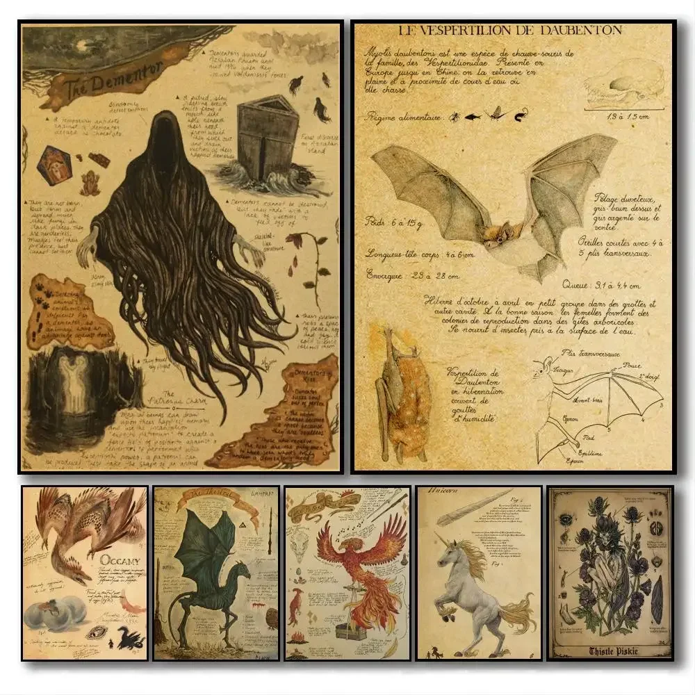 1pc-Vintage-Animal-Unicorn-Aesthetics-Dementor-Dragon-Magic-Poster ...