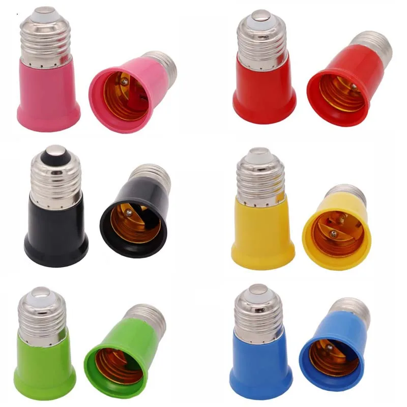 RED-Blue-Green-Black-White-Yellow-E27-to-E27-Lengthen-Lamp-Holder-Tube ...