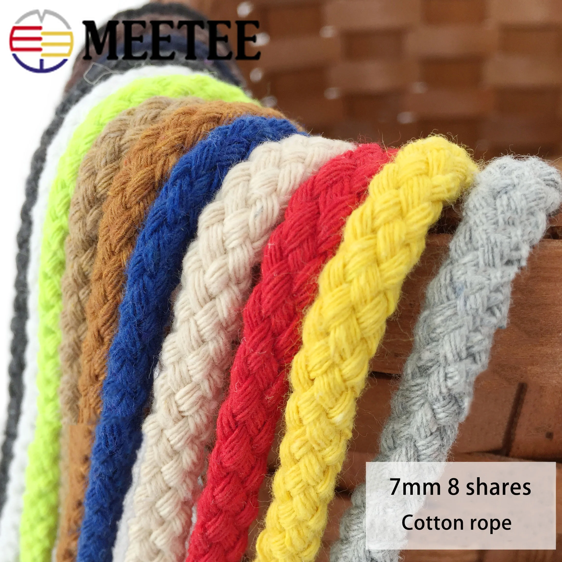 10-20-30Meters-7mm-8-Shares-Round-Cotton-Cords-Decorative-Rope-Twisted ...