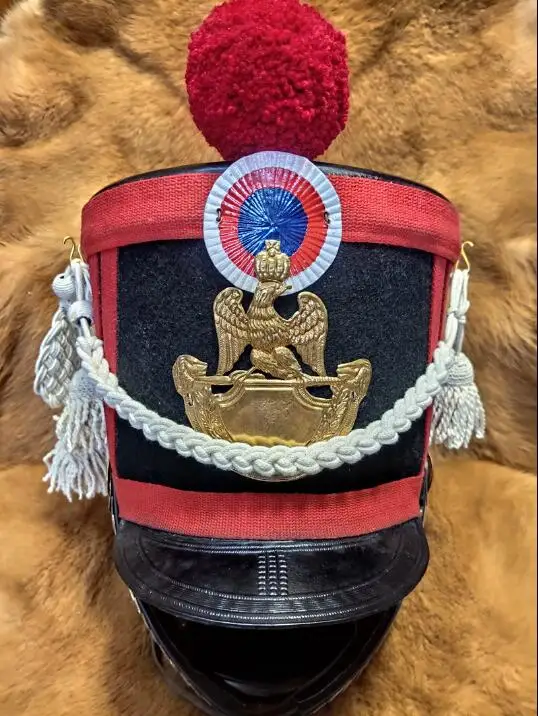 France-Shako-Hat-Military-Cap-Men-Leather-High-Vintage-19th-Century ...