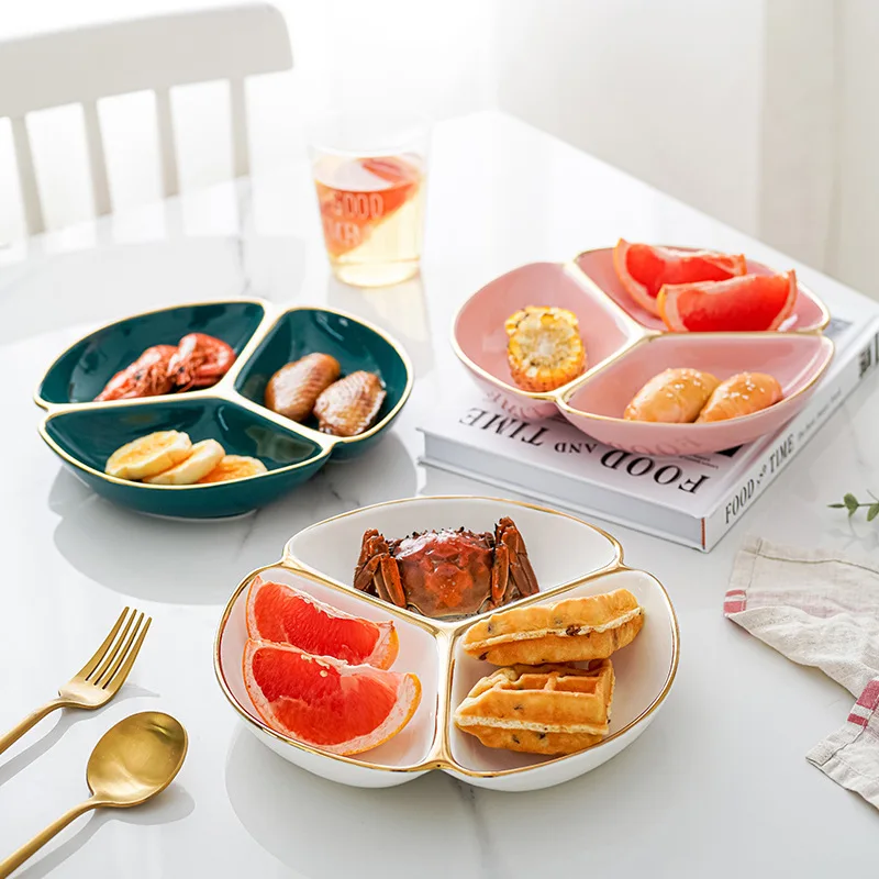Nordic-luxury-partition-plate-home-ceramic-three-grid-dish-creative ...
