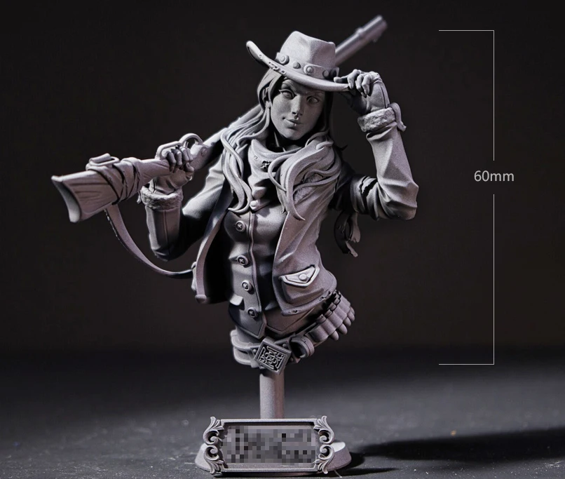 60mm-Resin-Model-Kits-Bust-Cowboy-Girl-Gunner-Figure-Sculpture-Unpaint ...