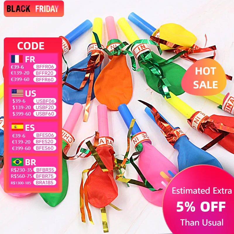 50PCS-Funny-Colorful-Blowing-Whistle-Balloon-For-Kids-Birthday-Party ...
