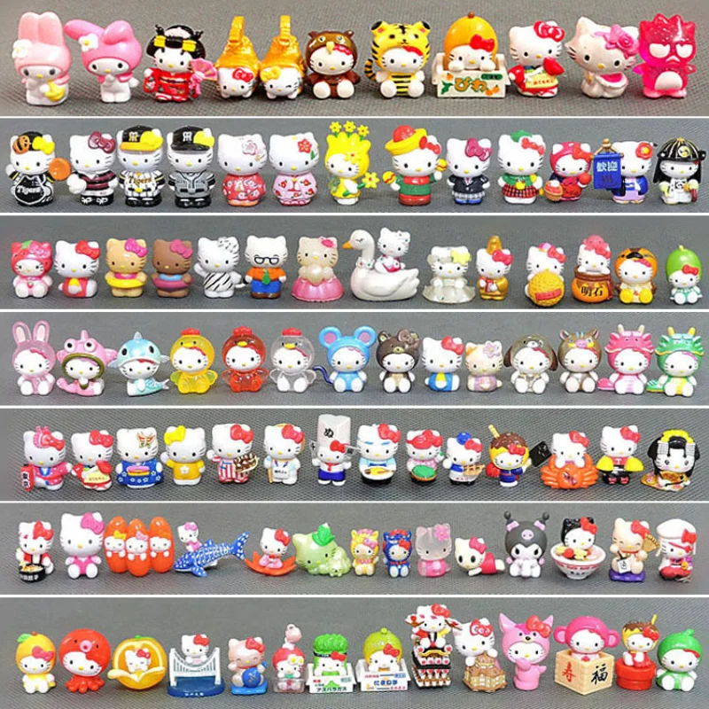 Sanrio Cartoon Characters Mini 100 Kinds Hello Kitty Anime Figures Doll ...