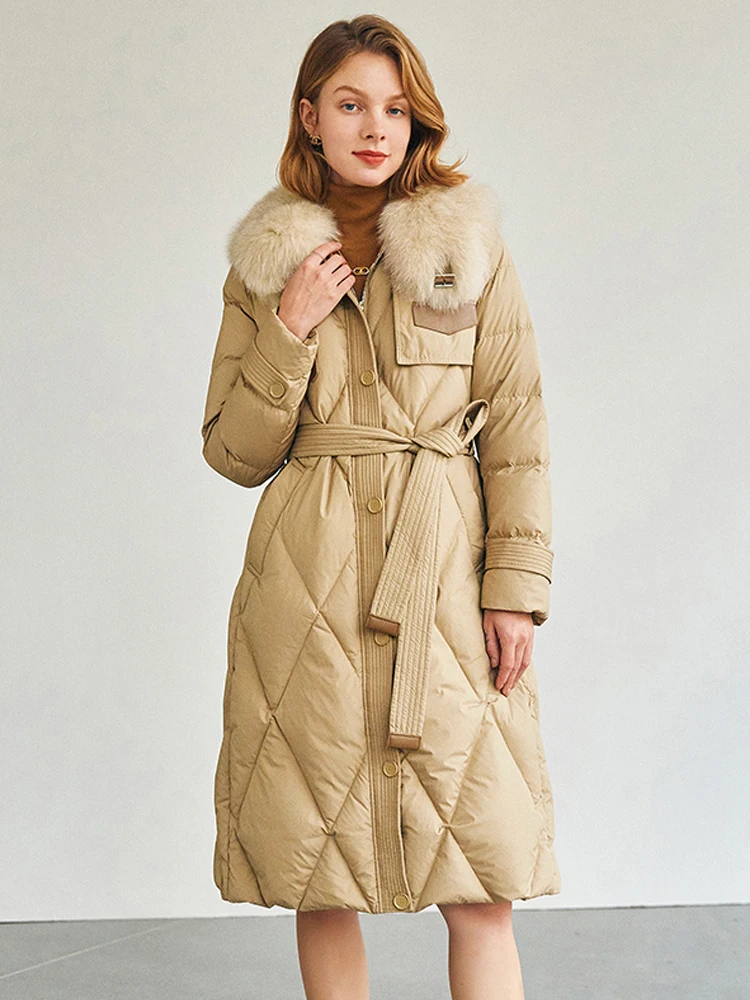 Janveny Huge Real Fox Fur Collar 2022 Winter 90% Duck Down Jacket Women Long Puffer Coat Snow ...