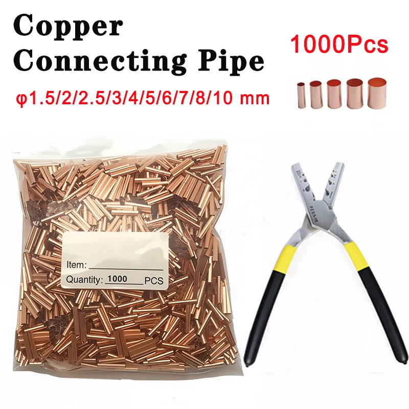 1000 peças φ1.5/2/2.5/3/4/5/6/7/8/10mm gt tubo de conexão de cobre ...