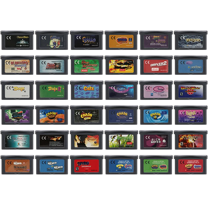 32-Bit-Video-Games-Cartridge-GBA-Game-Console-Card-Crash-Spyro-Driver ...