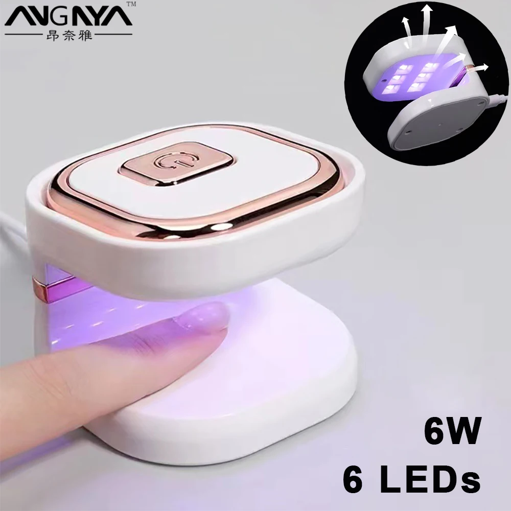 6W Rose Gold Mini Nail Dryer Portable UV LED Lamp For Nails USB UV ...