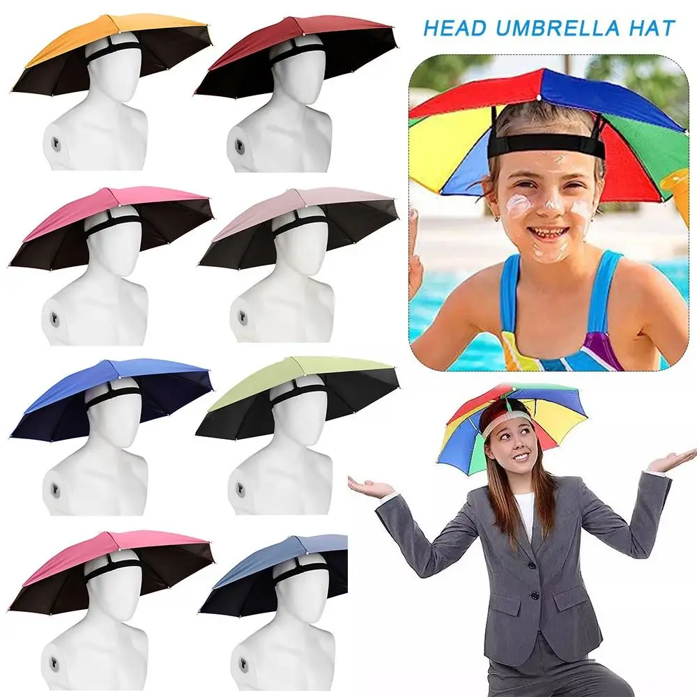 Foldable-Head-Umbrella-Hat-Windproof-Fishing-Head-Wearing-Sunshade-Rain ...
