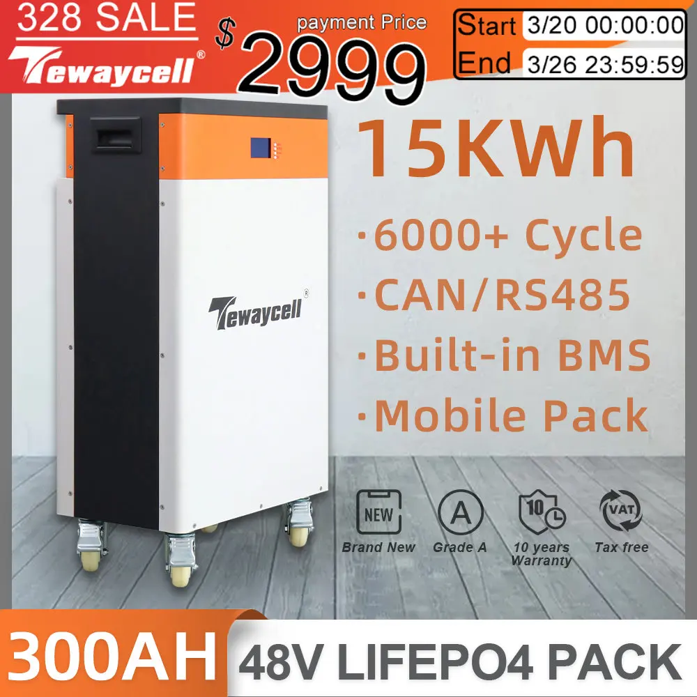 Pack De Batteries Lifepo4 48v, 300ah, 15kwh, 6000 Cycles, Bms 300a ...