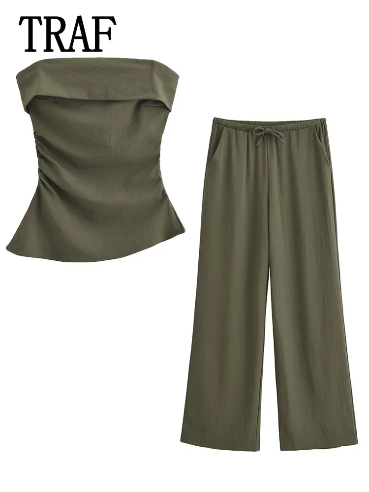TRAF-Women-Suit-High-Waisted-Wide-Leg-Pants-Sets-Women-2-Pieces-2024 ...