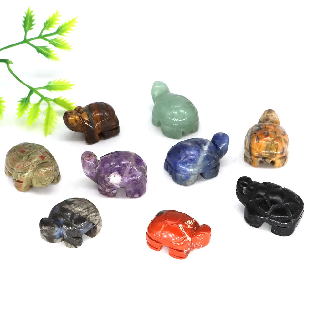 1.2" Turtle Tortoise Statue Natural Stones Crystals Quartz Amethyst ...