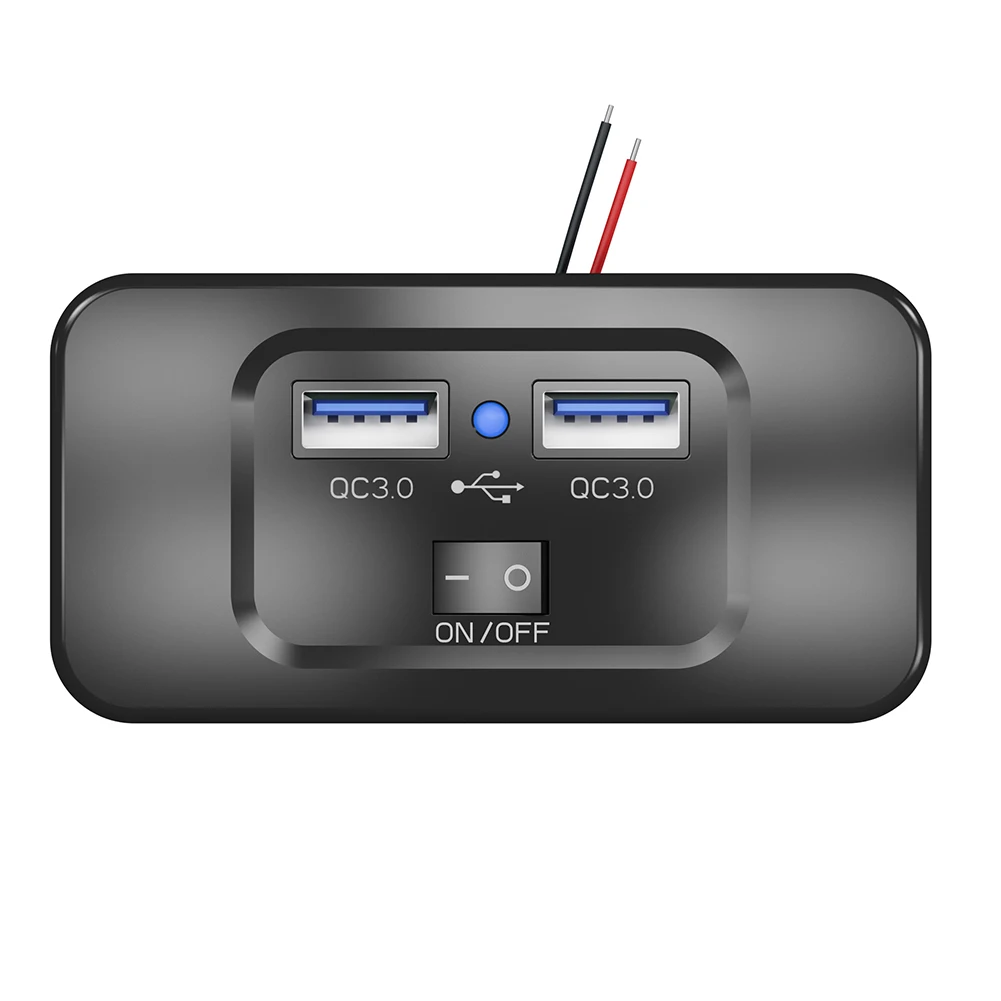 Panel-Mount-Car-Charger-Socket-with-Fast-Charging-QC-3-0-Dual-USB-Ports ...