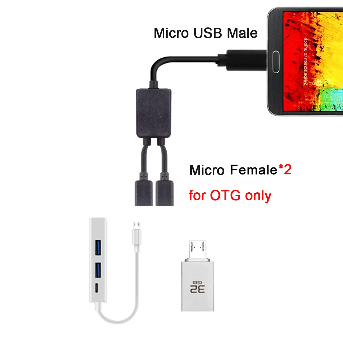 CYSM-Chenyang-Dual-Ports-Micro-USB-Female-Hub-to-Micro-USB-Cable-For ...