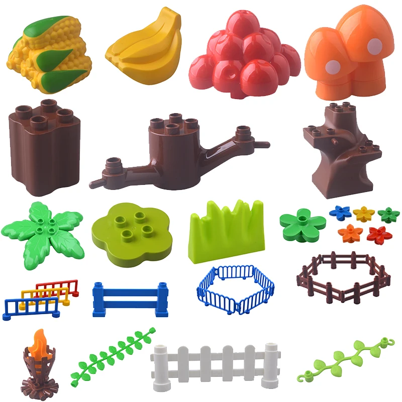 Big Size Building Block Plant Fruit Accessorie Flower Grass Tree Stump ...