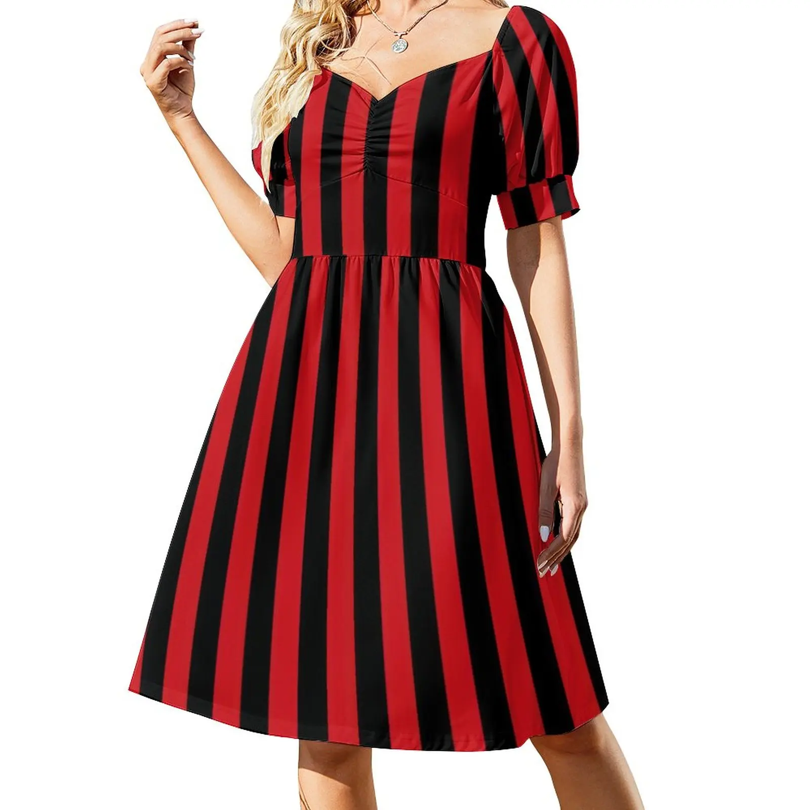 Red And Black Casual Dress