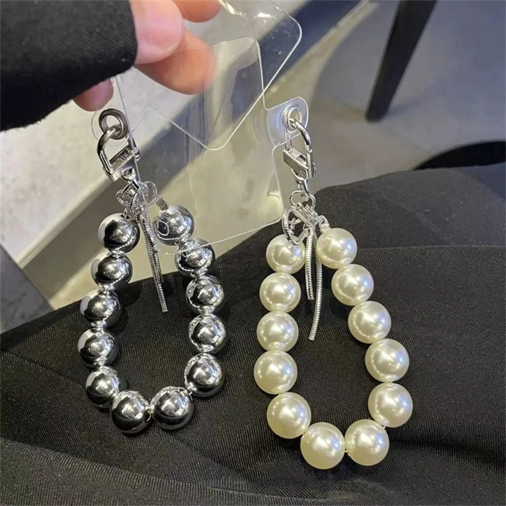 Korean-Pearl-Metal-Bow-Phone-Charms-Pendant-Keychain-For-Bag-iPhone ...