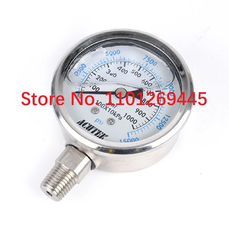 ACUTEK Manómetro de acero inoxidable 304, medidor de presión de alta temperatura YN60BF NPT1/4 ...
