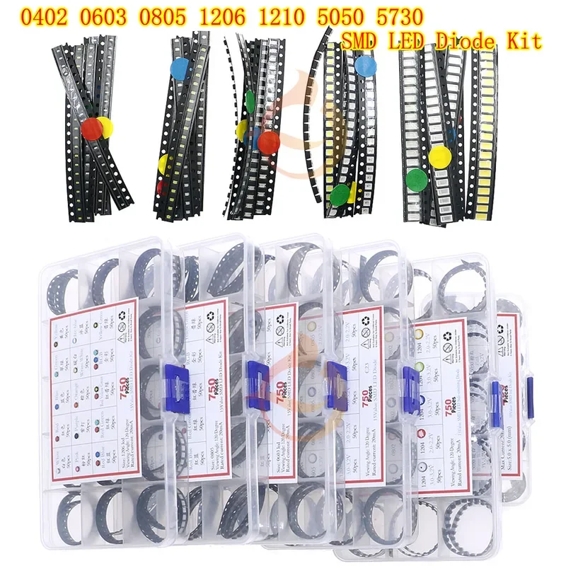0402 0603 0805 1206 1210 5730 5050 SMD LED Diode assorted kit warm cool ...