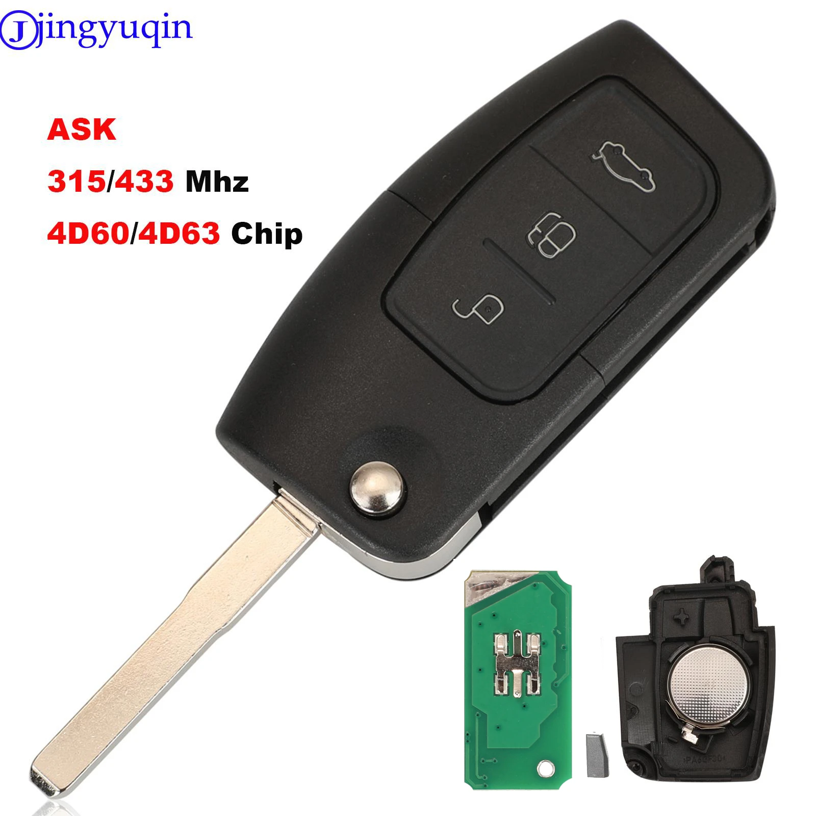 Jingyuqin Ask 315/433mhz 2/3 Button Keyless Entry Remote Key Fob For ...