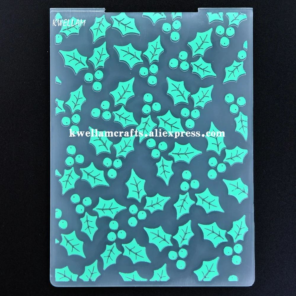Merry-Christmas-Leaves-Berry-Plastic-Embossing-Folder-For-Card-Making ...
