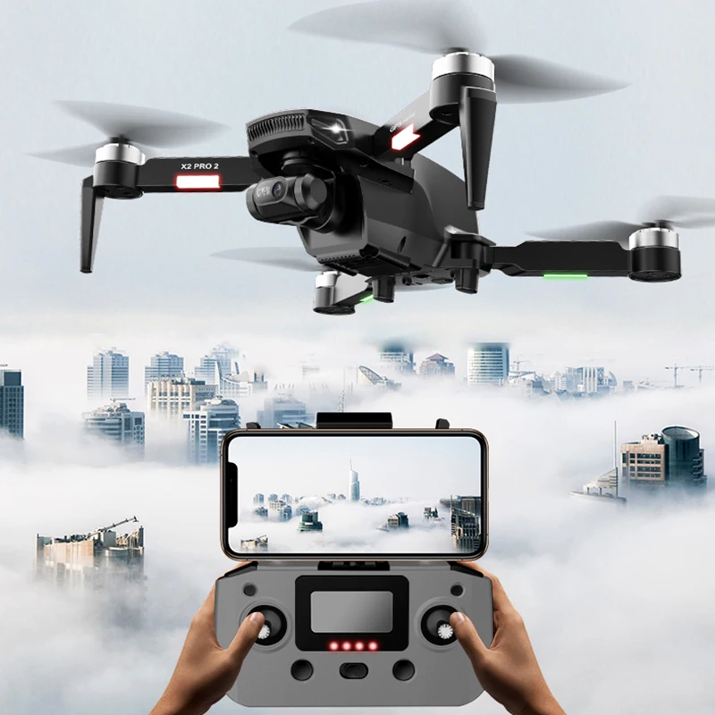X2-PRO-Drone-RC-3-kamera-ganda-Drone-Quadcopter-lipat-GPS-dua-kamera-8K ...