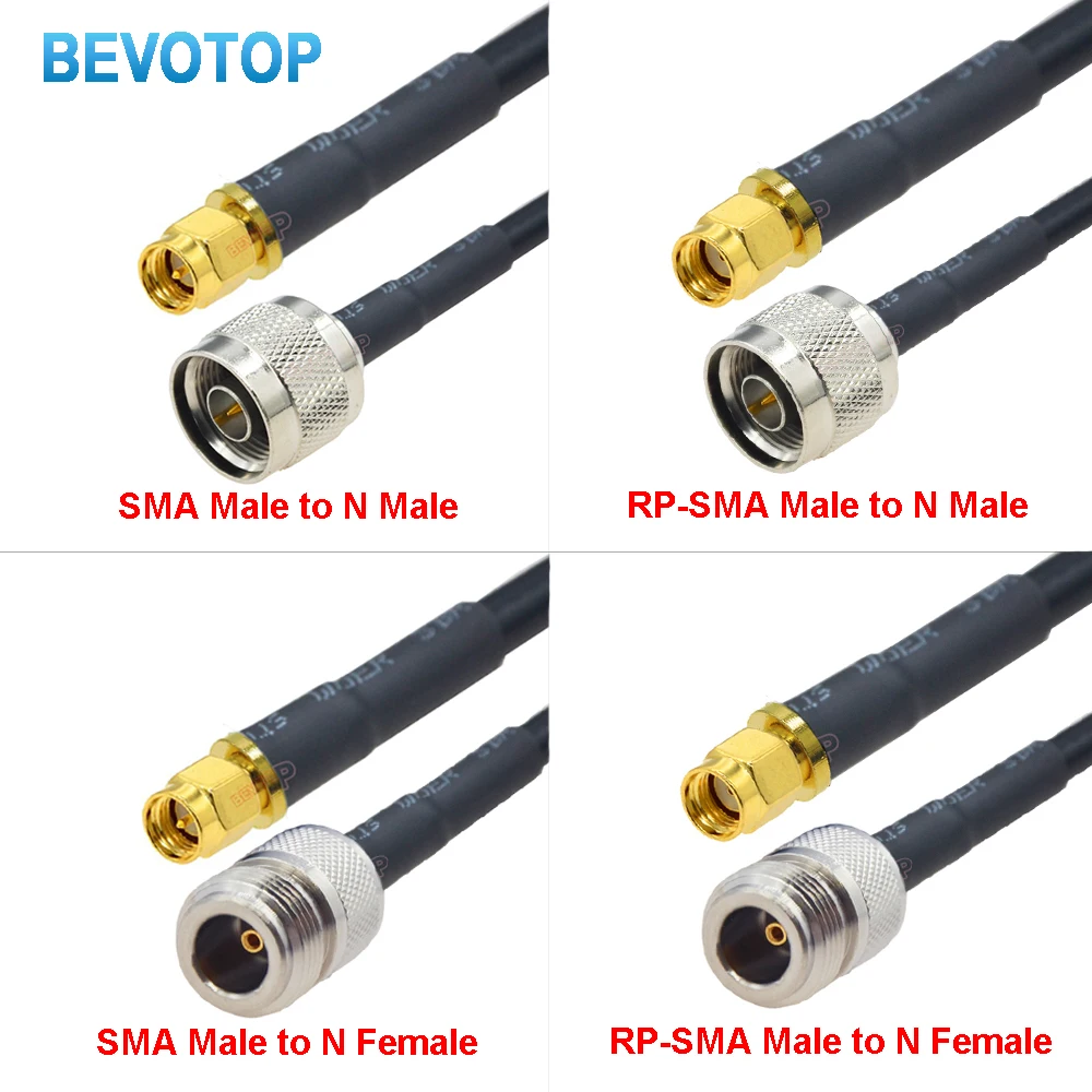 Black LMR-300 RP SMA Male to N Male/Female Connector 50 Ohm Low Loss ...