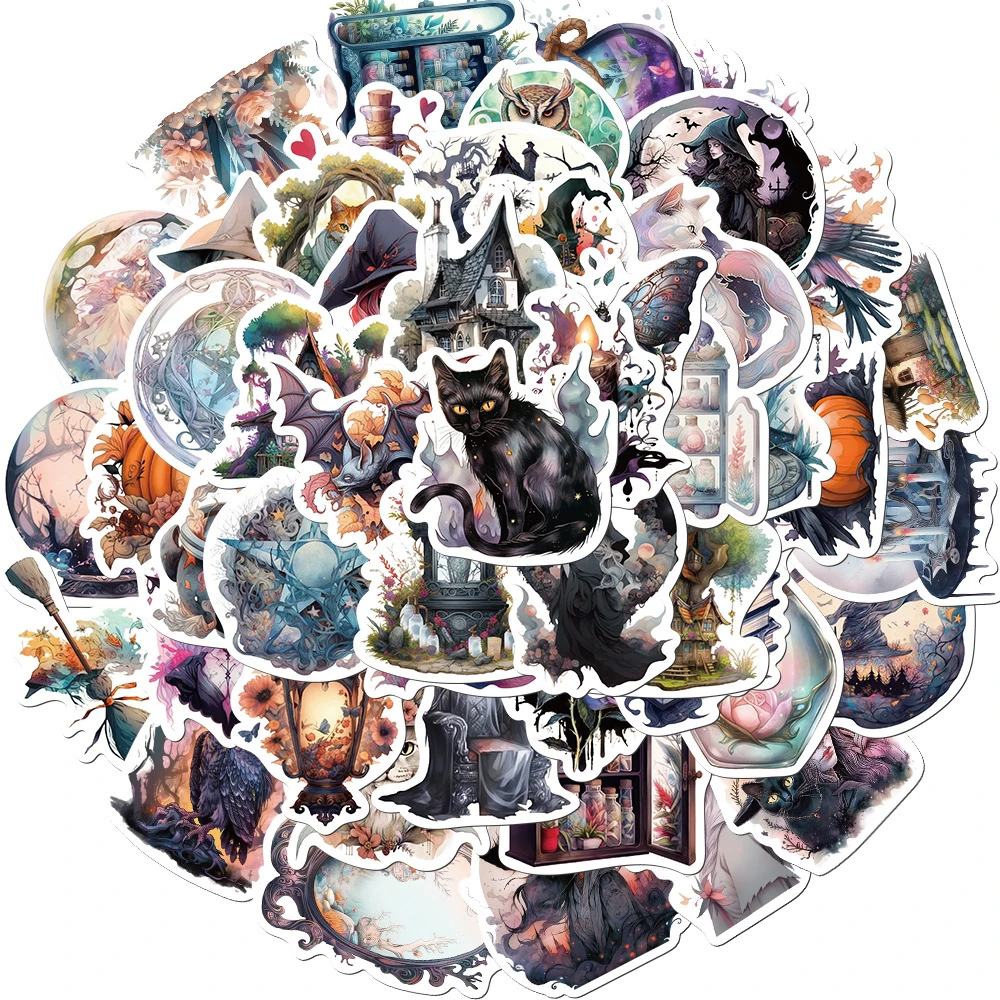 10/30/50pcs Cool Art Gothic Magic Witch Aesthetic Stickers Decorative ...