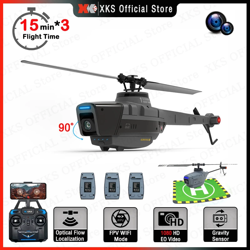 C127 C128 RC 헬리콥터 2.4G 6G 시스템 4CH 원격 제어 1080P 카메라 Wifi FPV 6 축 센트리 드론 ...