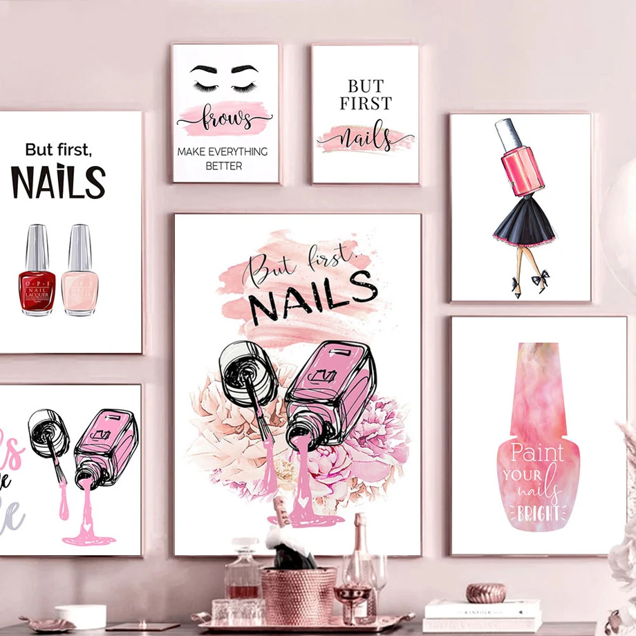 Nail Polish Wall Posters Eyelash Art Prints Pictures Beauty Salon Mural ...