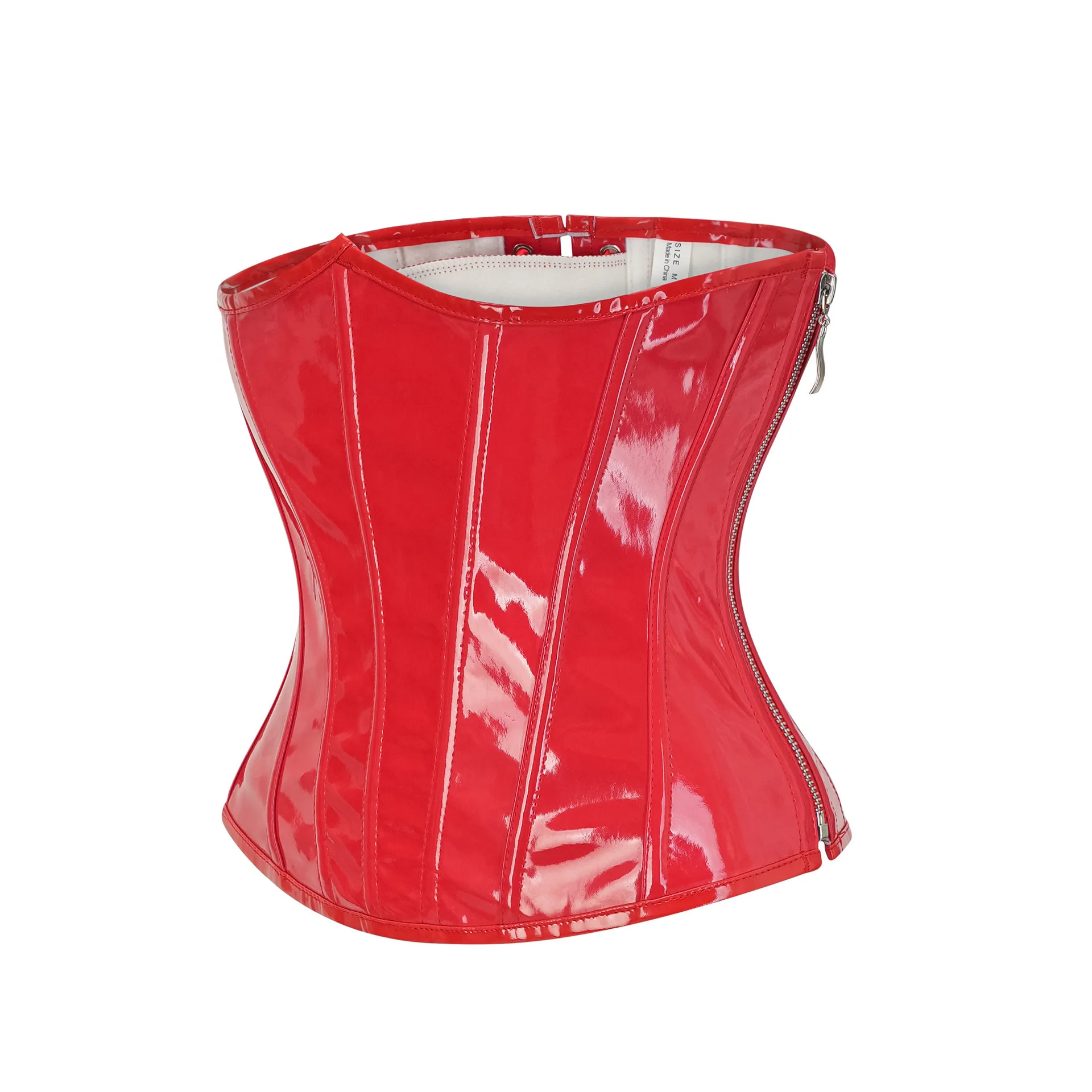 Steampunk-Red-PU-Leather-Side-Zipper-Corset-Women-Black-Gothic-Waist ...