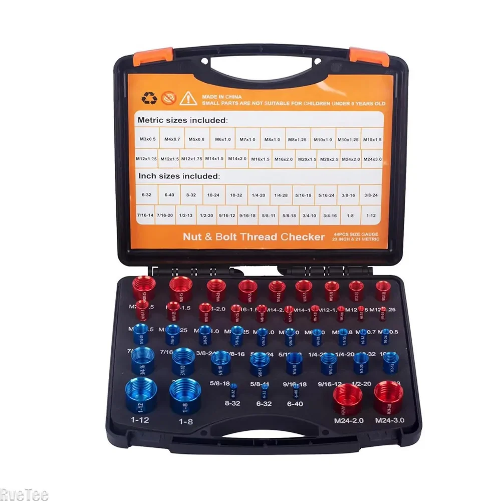 44PCS-Nut-and-Bolt-Thread-Checker-Carbon-Steel-Bolt-Nut-Identifier ...