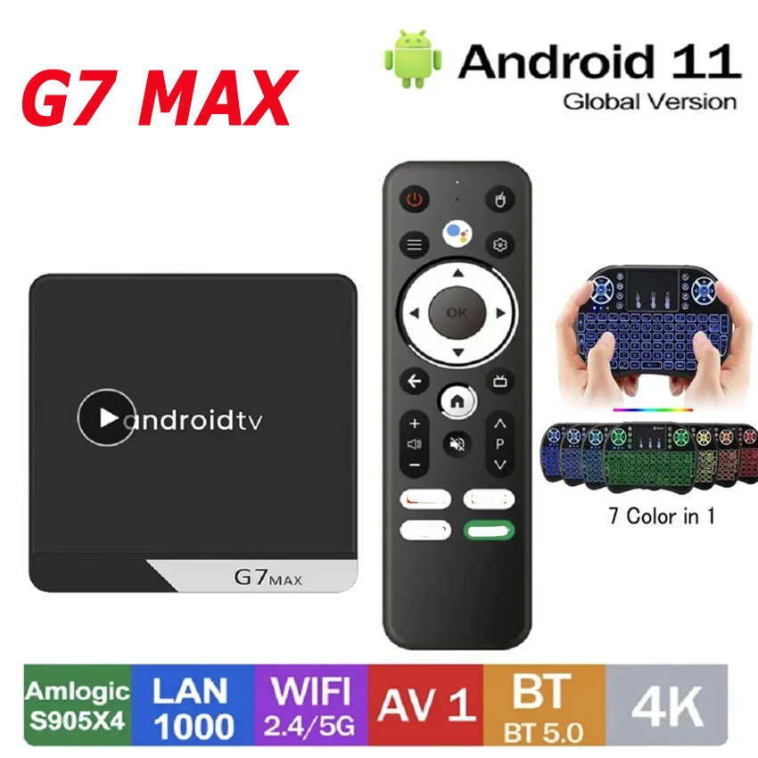 G7 Max Smart TV Box Android 11 S905X4 4GB 64GB 1000M AV1 4K HD 2.4GHz ...