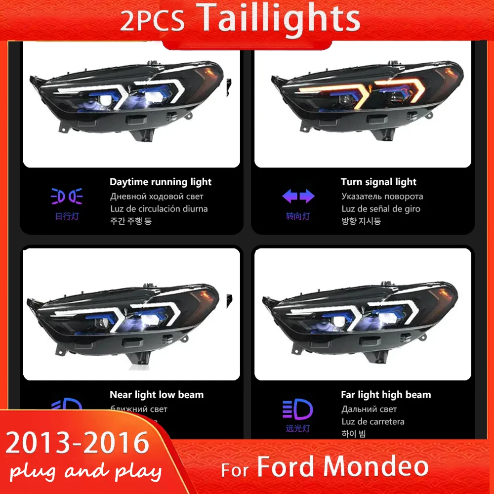 Head Lights For Ford Mondeo 2013 2014 2015 2016 FULL LED Headlights LED ...