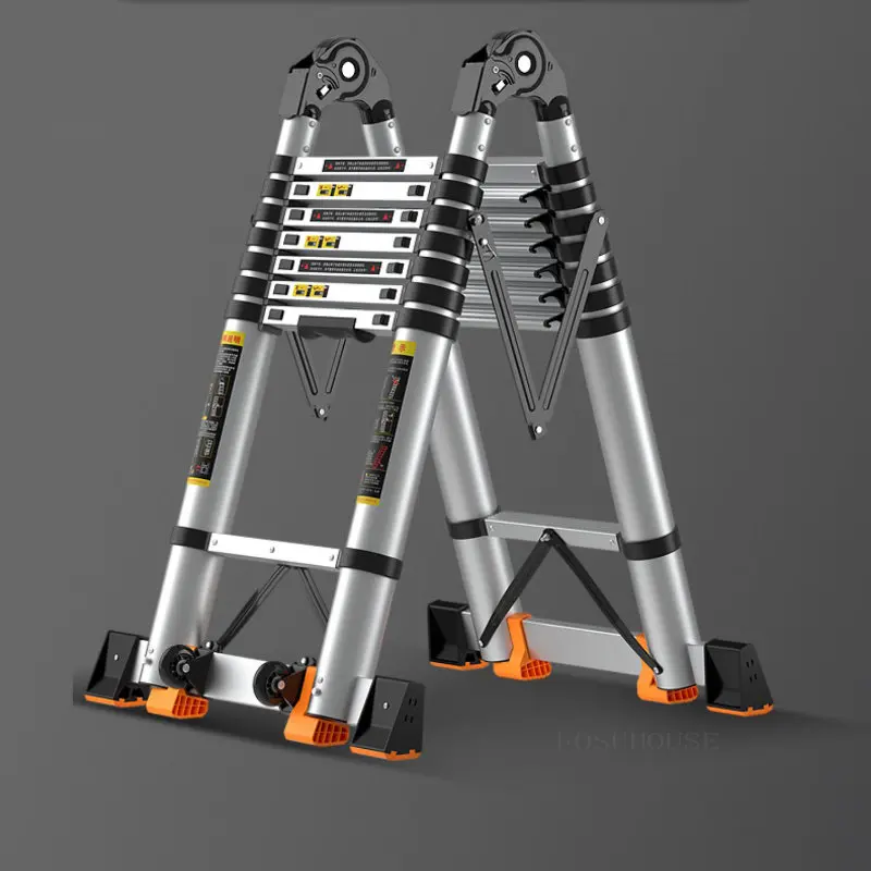 Aluminum alloy herringbone ladder home telescopic folding ladder ...