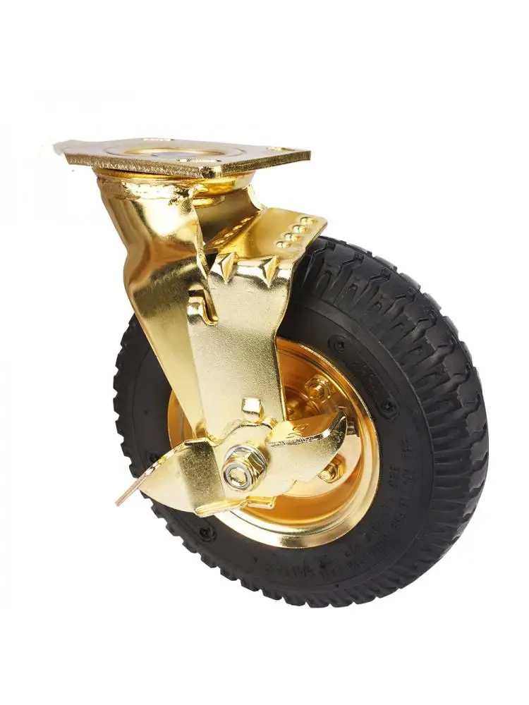 1-Pc-8-Inch-Gold-Caster-Inflatable-Rubber-Wheel-Universal-Heavy ...